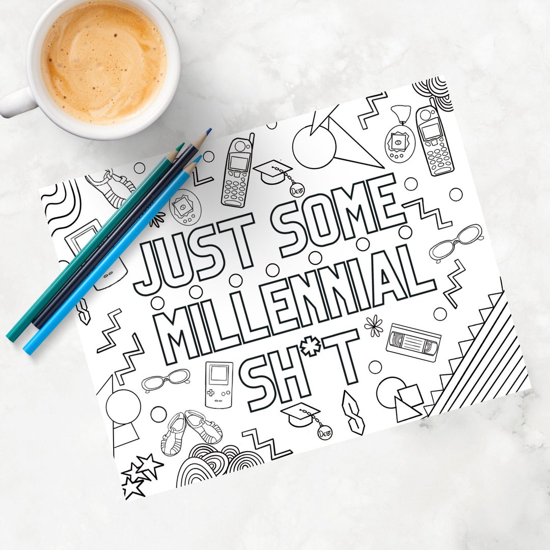 Digital Download Millennial Nostalgia Coloring Sheet | Coloring Page ...