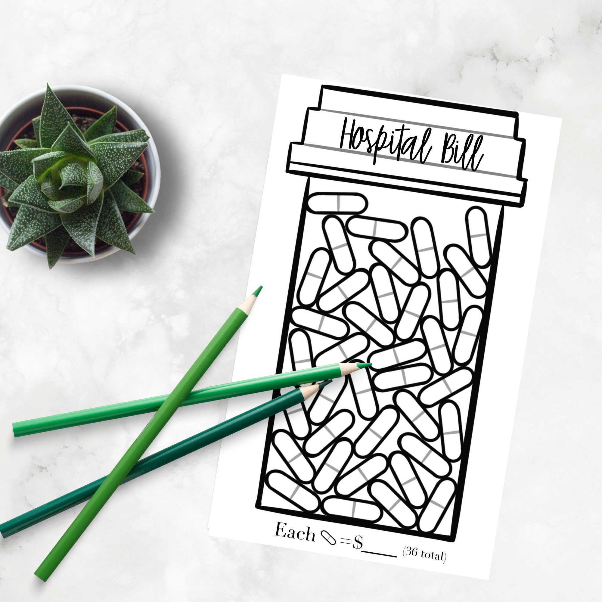 Blank Medical Savings Debt Tracker Coloring Page Budget - Etsy