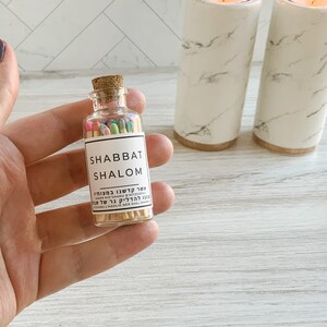 Shabbat Shalom Rainbow Matches in Glass Jar | Shabbat Candle Lighting ...
