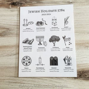 Jewish Calendar Print 5784 Physical Print - Etsy