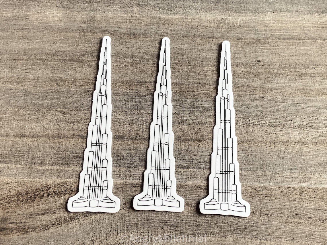 Burj Khalifa Vinyl Sticker UAE Sticker Architecture | Etsy