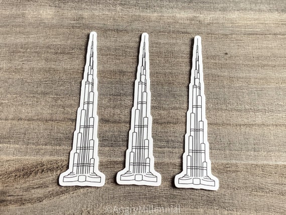 Burj Khalifa Vinyl Sticker UAE Sticker Architecture | Etsy