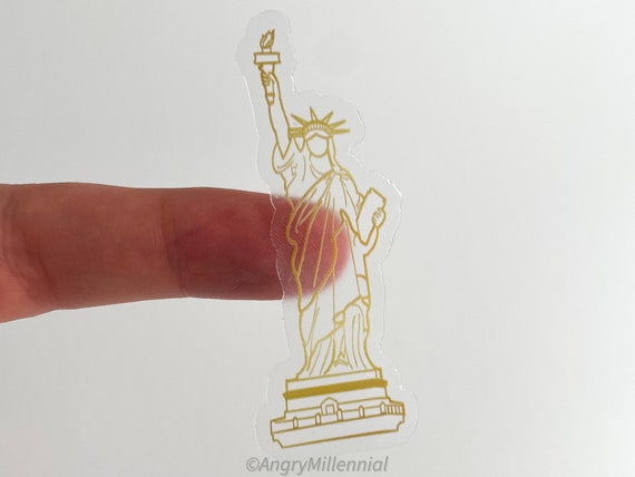 Statue of Liberty Clear Gold Sticker Lady Liberty Sticker - Etsy