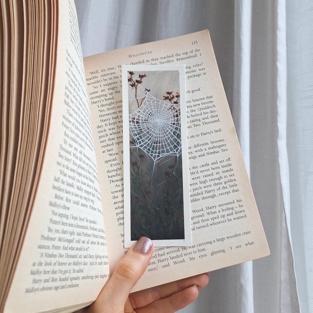 Spider Web Bookmark: Hand-painted Gothic Forestcore Acrylic Art - Etsy