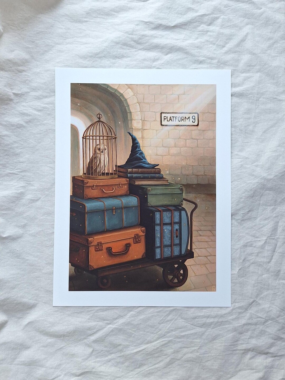 Wizard's Luggage Cart Archival Art Print From Original Acrylic Painting ...