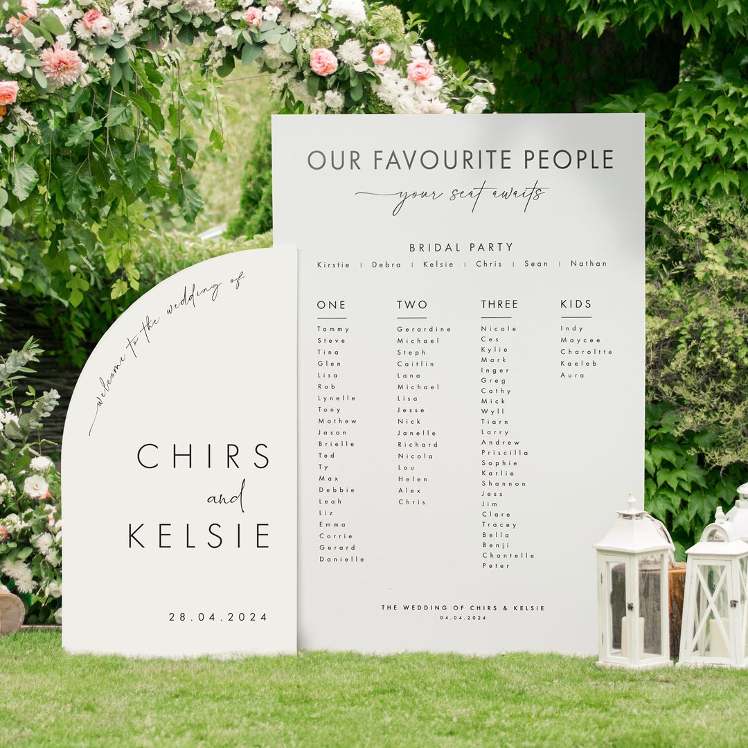 Set of 2 (A1+A0) Wedding Sign Package: Welcome + Seating Chart, PVC or ...