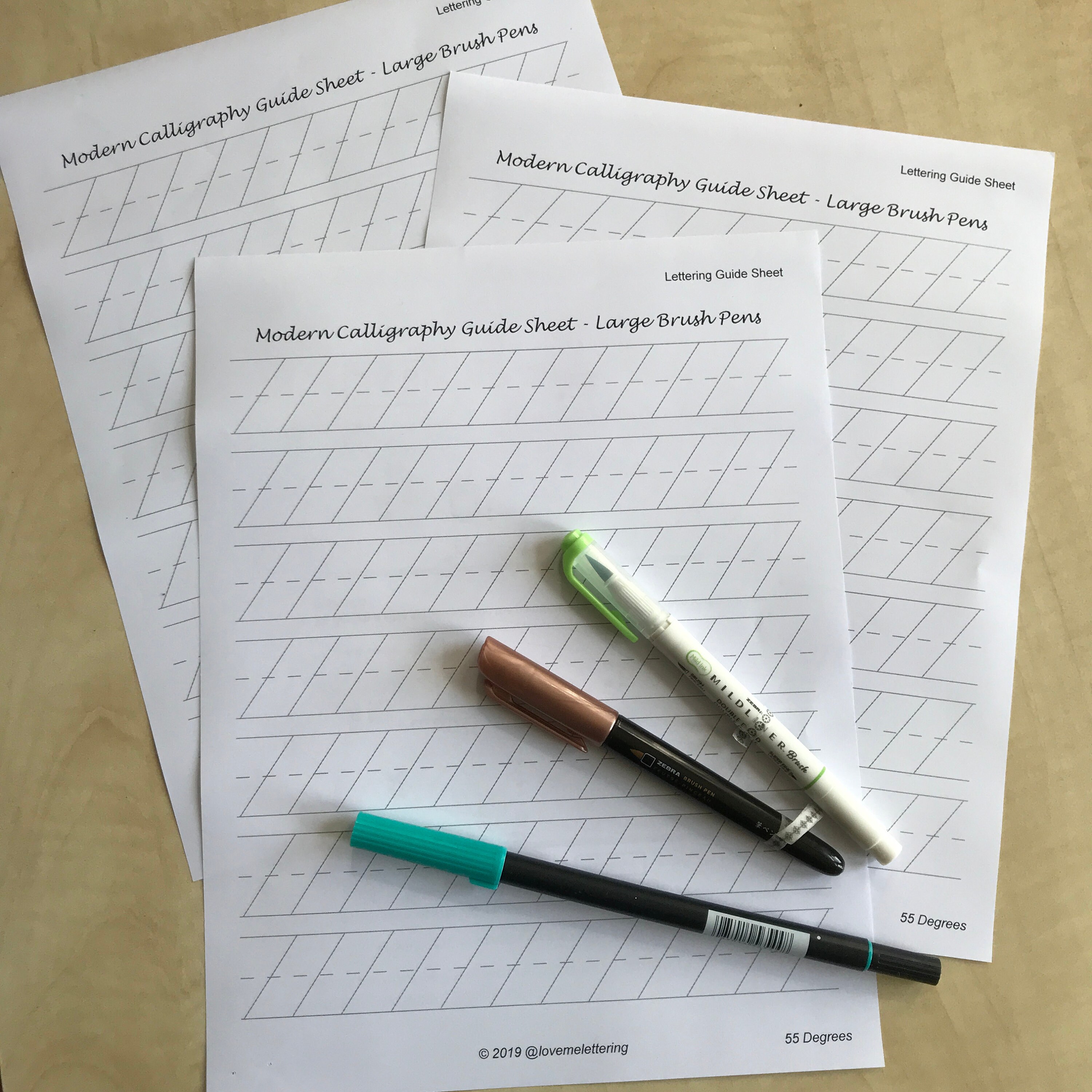 Calligraphy Guide Sheets - Large Brush Pens - Etsy