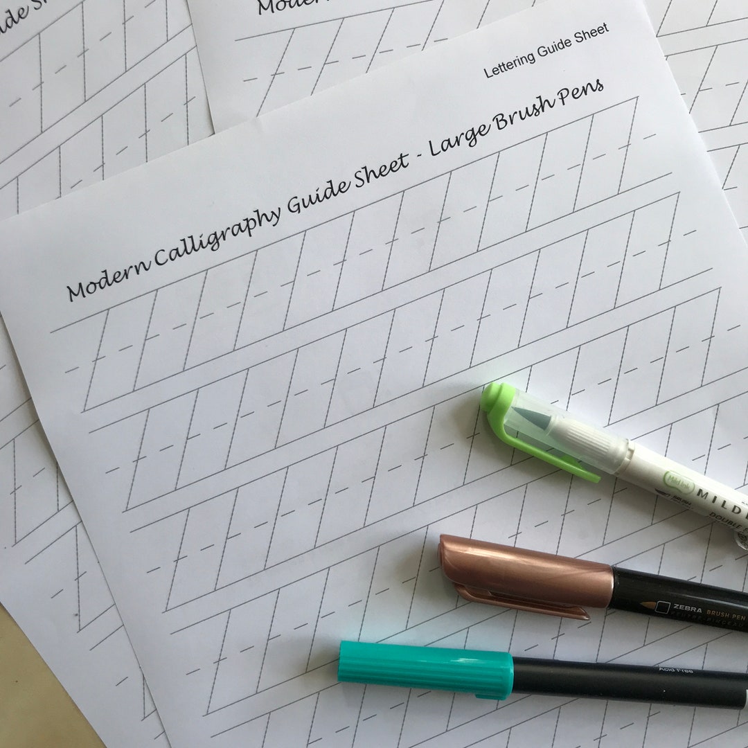 Calligraphy Guide Sheets - Large Brush Pens - Etsy