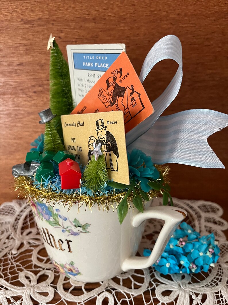 Vintage Father Mug Decorated With 1936 Monopoly Game Pieces and Playing ...