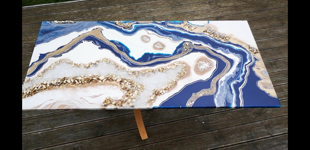 SOLD SOLD , Wall Art, Gold Art, Blue, White Art, Resin Geode, Epoxy ...