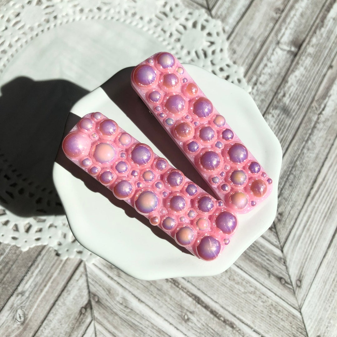 Rhinestones Pink Hair Clip Set - Rhinestoned Hair Clips - Hair Clips ...
