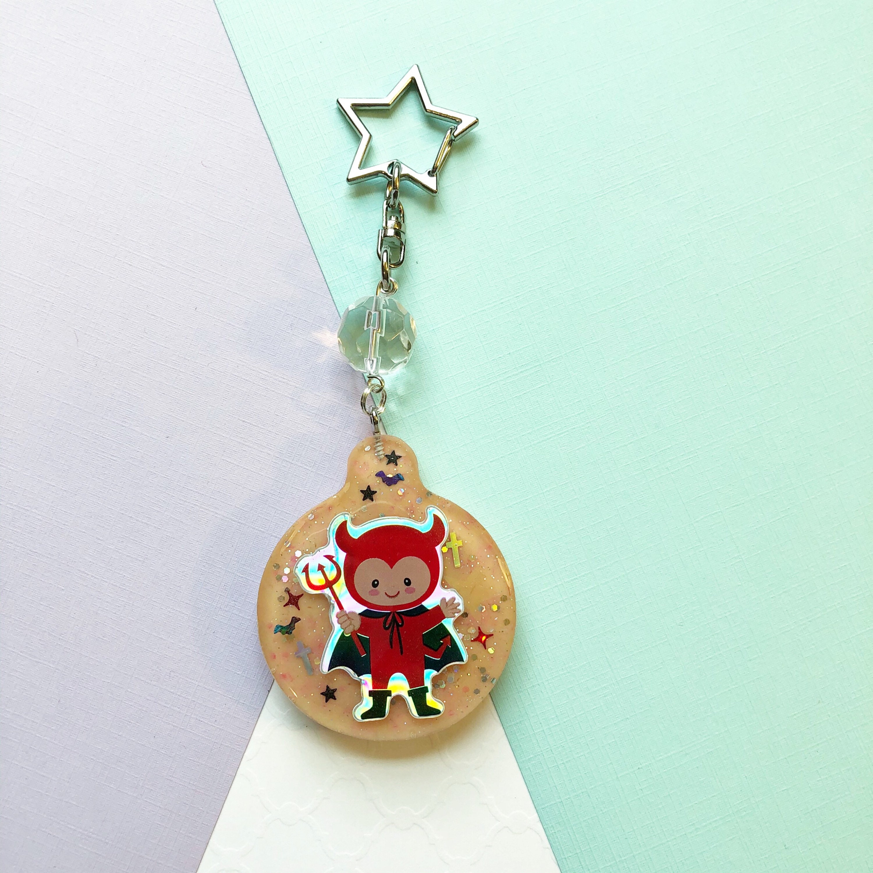 Cute Halloween keychain C devil charm | Etsy