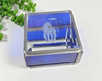 Blue Glass Trinket Box - Etsy