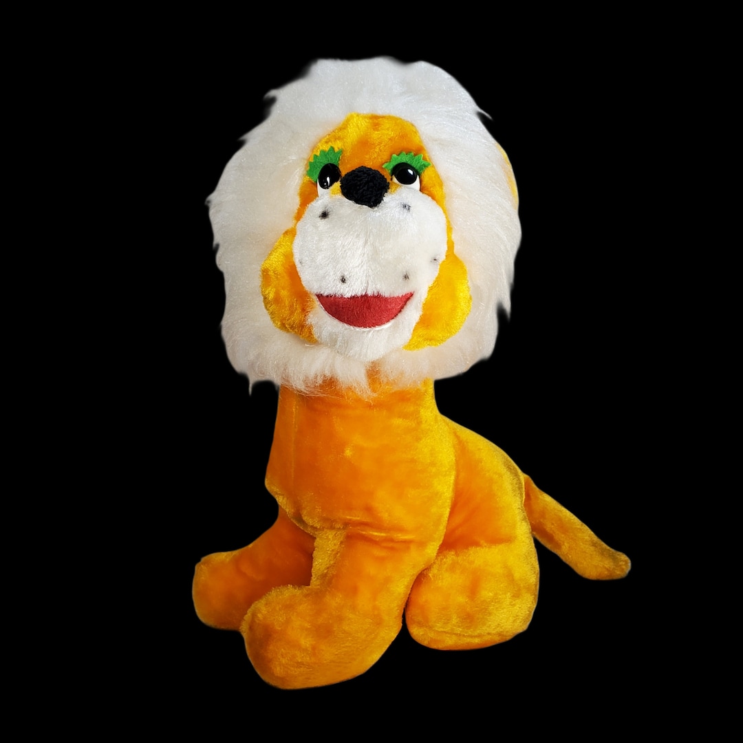 Vintage Lion Plush Carnival Prize Stuffed Animal Gold Crushed Velvet ...