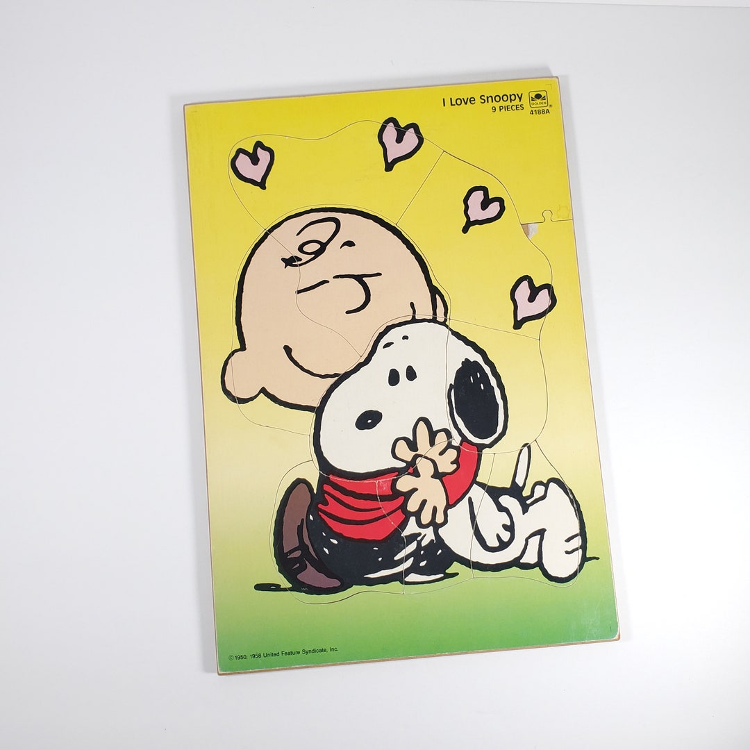 Vintage Snoopy Puzzle Golden Tray Puzzle I Love Snoopy Childrens Puzzle ...