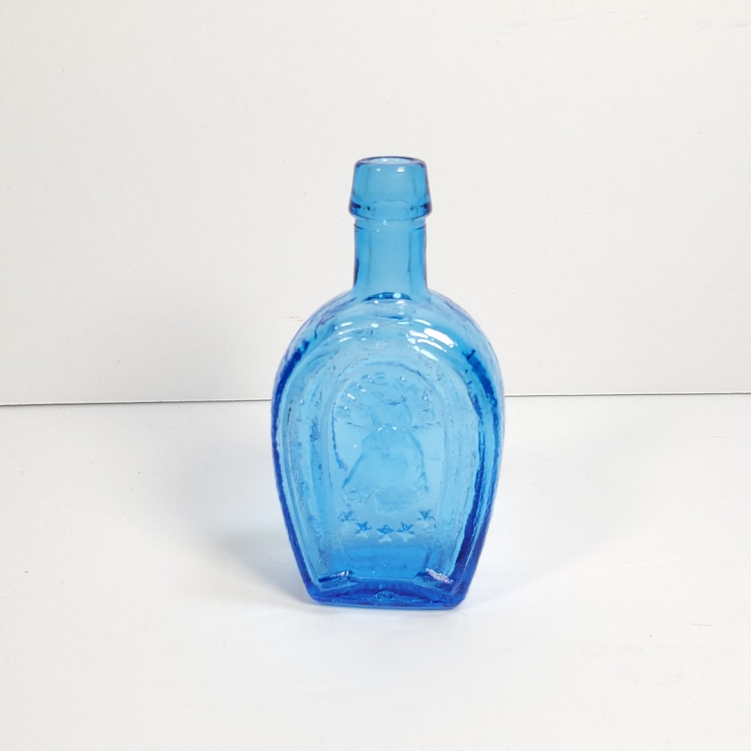 Vintage Miniature Wheaton Glass Bottle Blue Bitters Bottle Horse Shoe ...
