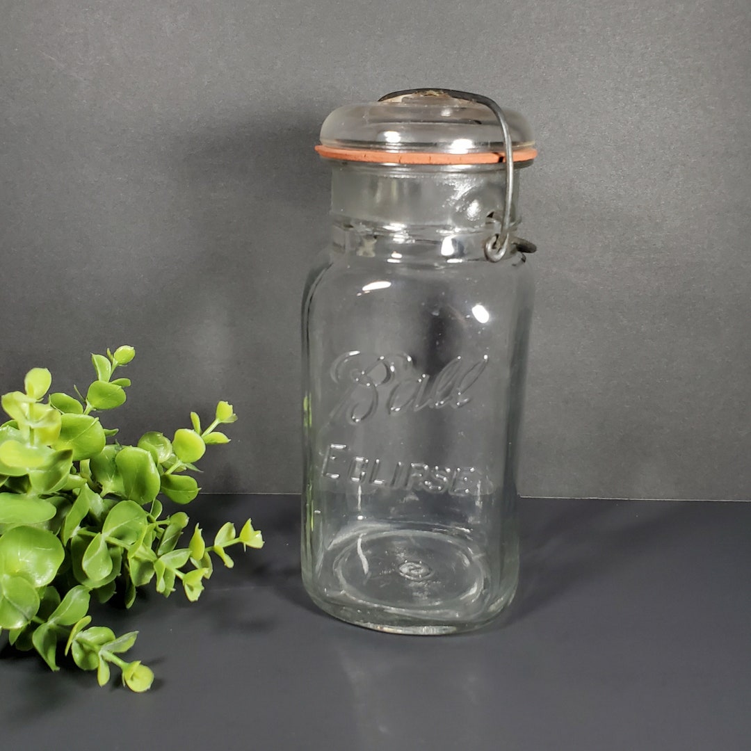 Vintage Ball Eclipse Jar Square Glass Canister With Glass Lid Wire Bale Closure Canning Jar - Etsy
