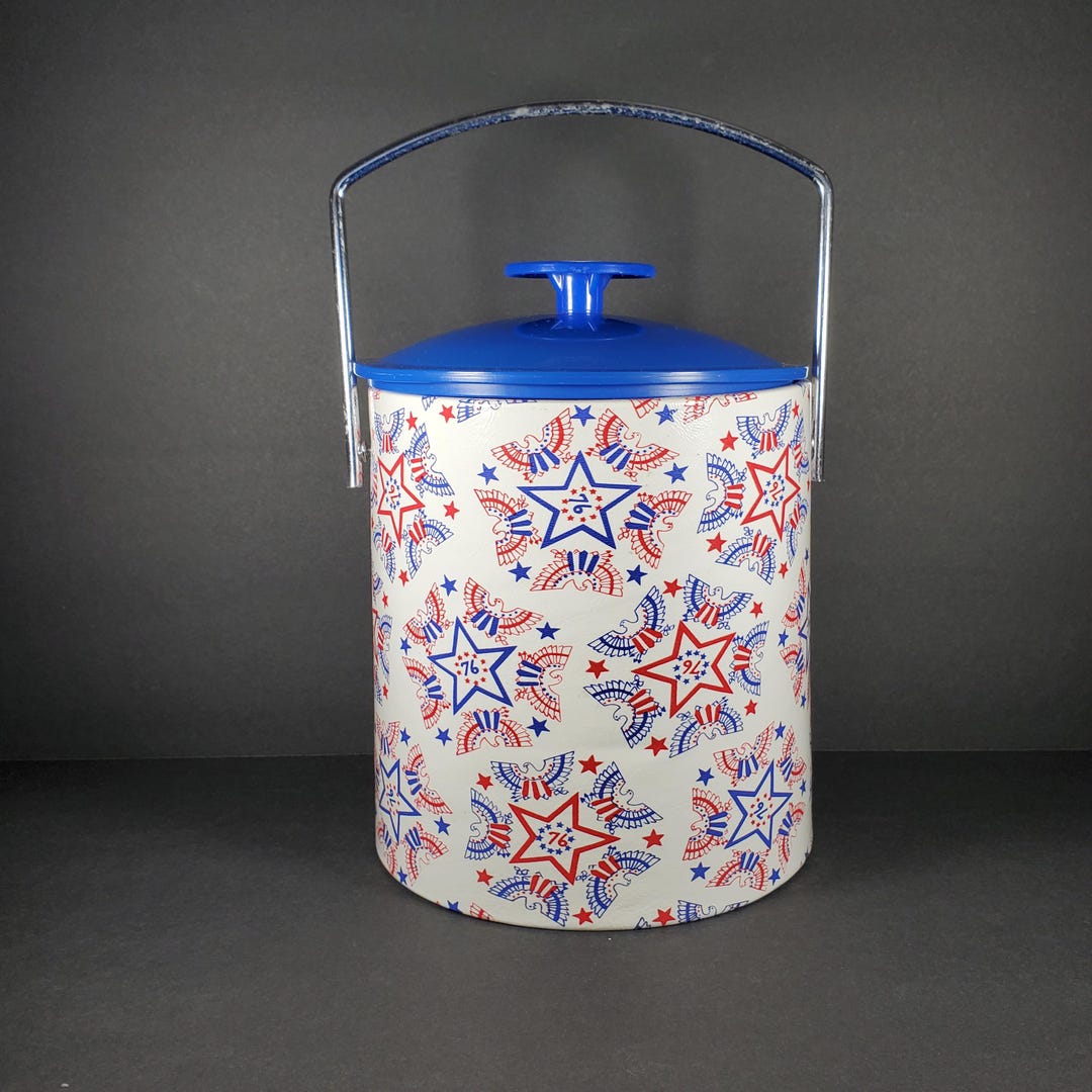 Vintage Ice Bucket Red White Blue Patriotic Americana 76 Star Eagle Ice ...