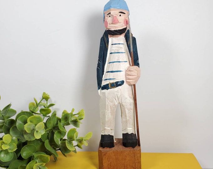 Vintage Old Salt Figurine Hand Carved Wood Sea Captain Old Salty Seamen ...