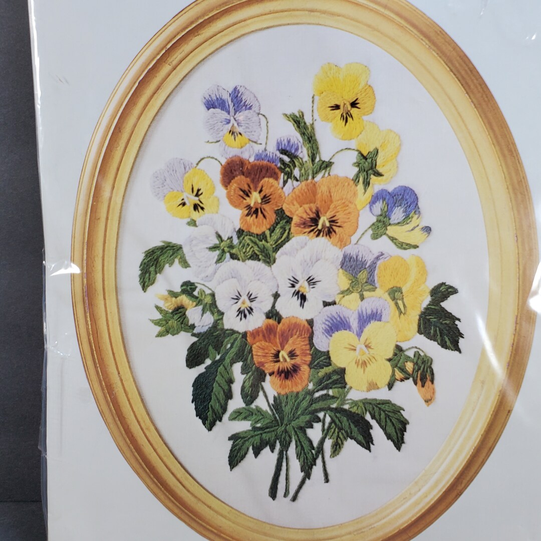 Vintage Crewel Kit Columbia Minerva Pansies Crewel Kit by Erica Wilson ...
