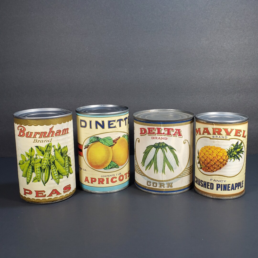 Vintage Food Labels Fruit Vegetable Cans Set of 4 Marvel Crushed ...