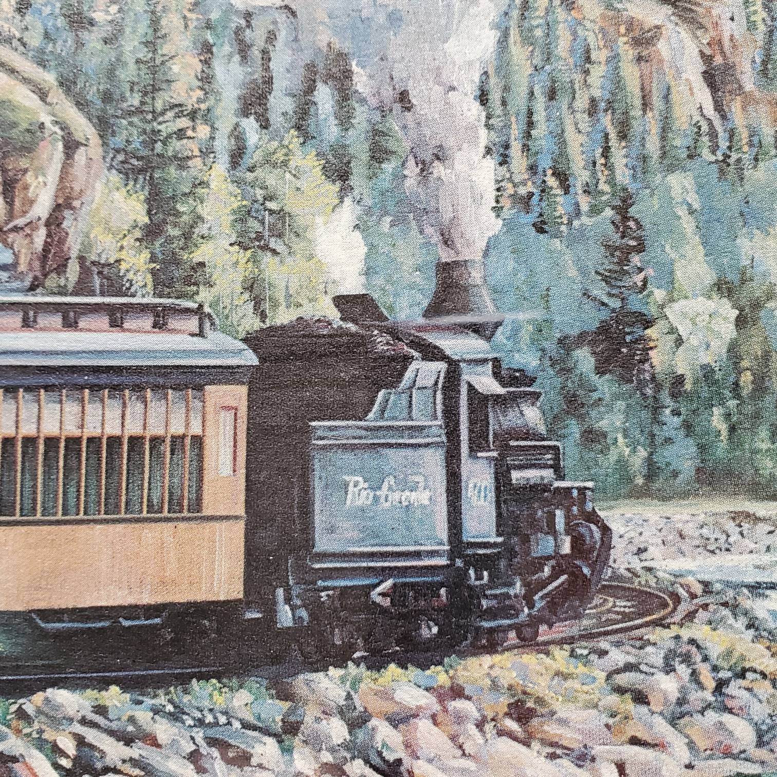 Vintage Train Lithograph Print Locomotive Rio Grande Black | Etsy