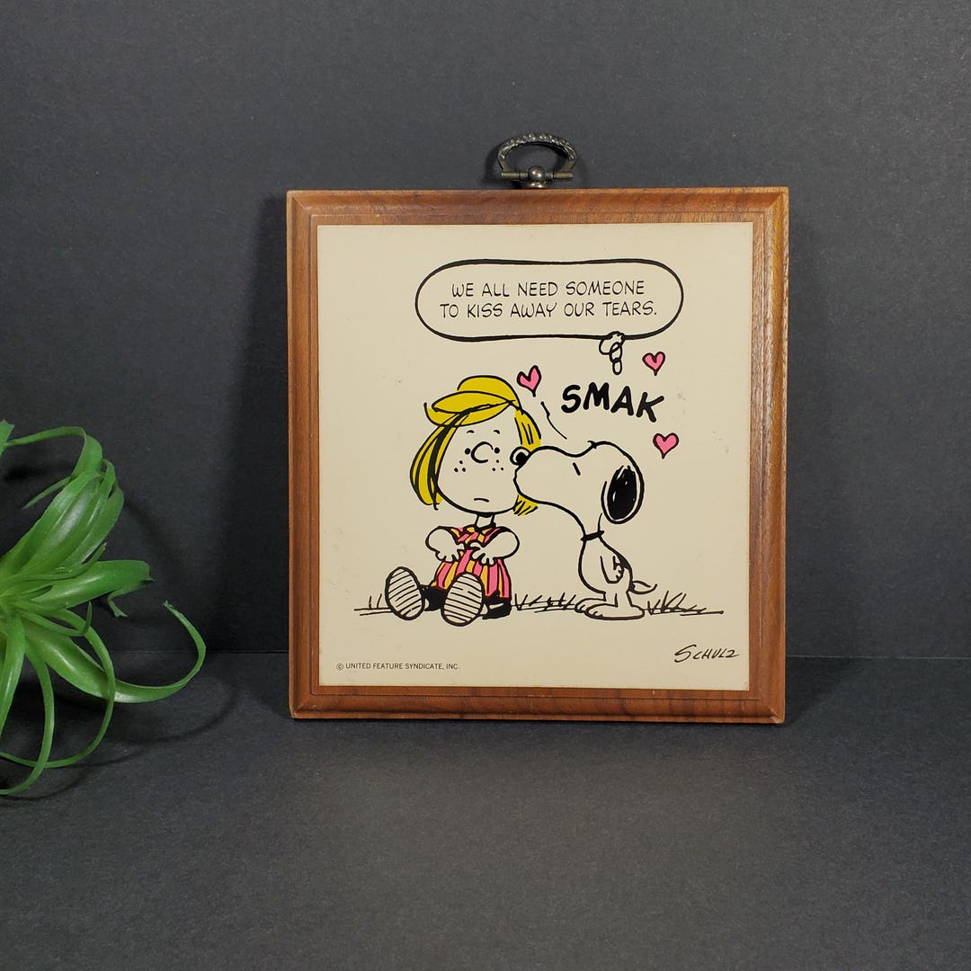 Vintage Snoopy Wall Plaque Kiss Sign Smak Kiss Away Tears Peppermint ...