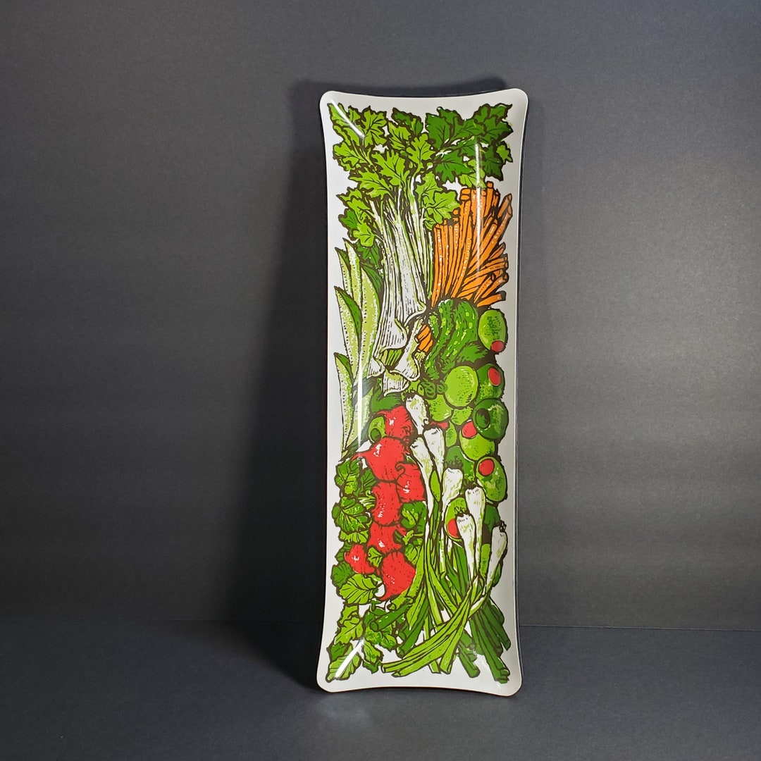 Vintage Vegetable Tray Pickles Olives Carrots Crudite Serving Tray ...