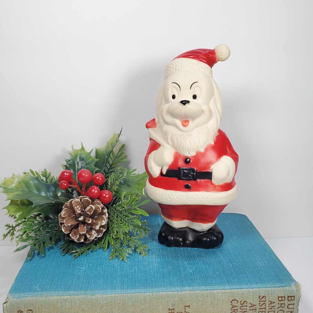 Vintage Santa Squeak Toy Rubber Santa Dog Figurine Dog Toy Childrens ...