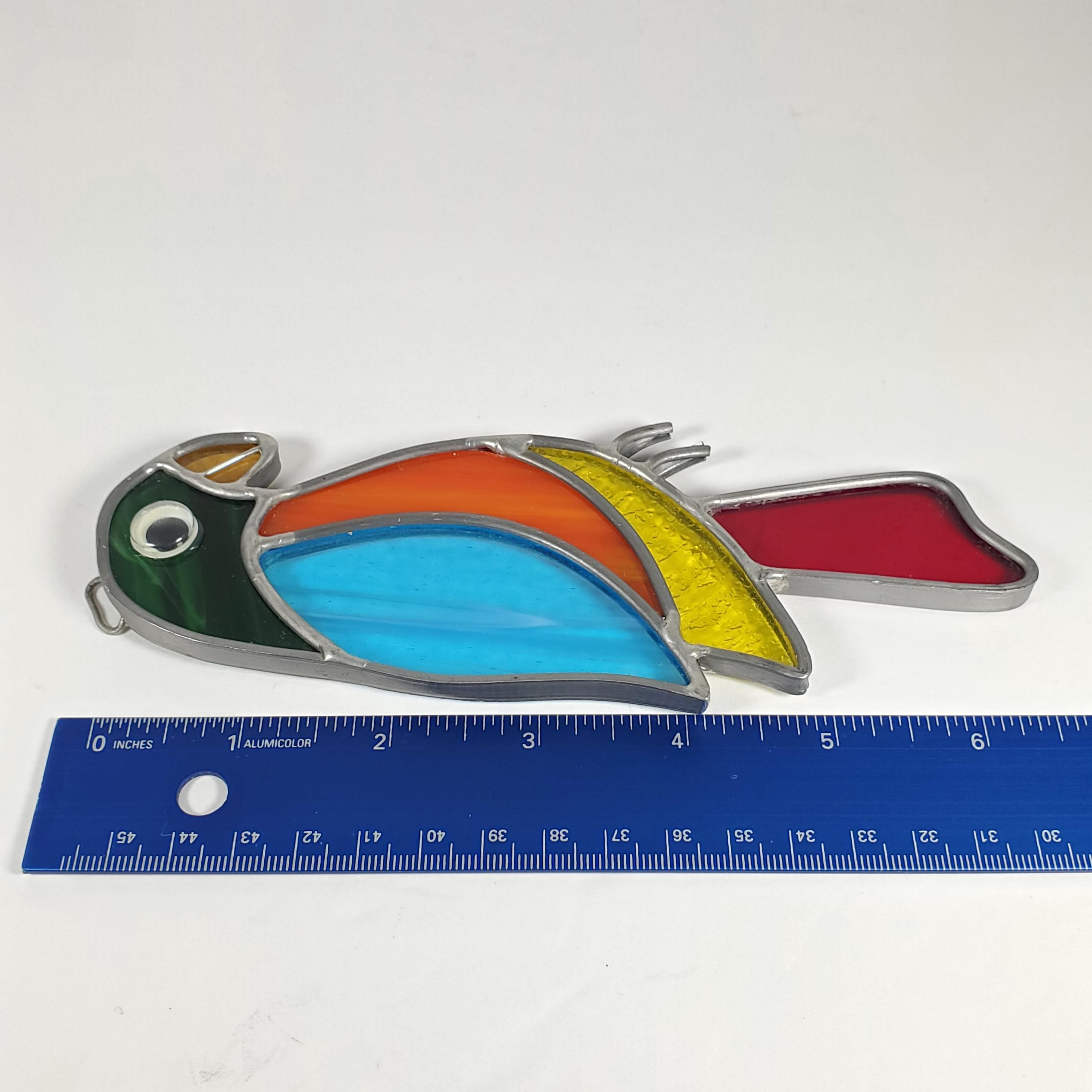 Vintage Parrot Suncatcher Stained Glass Bird Googly Eyed Bird Parrot ...