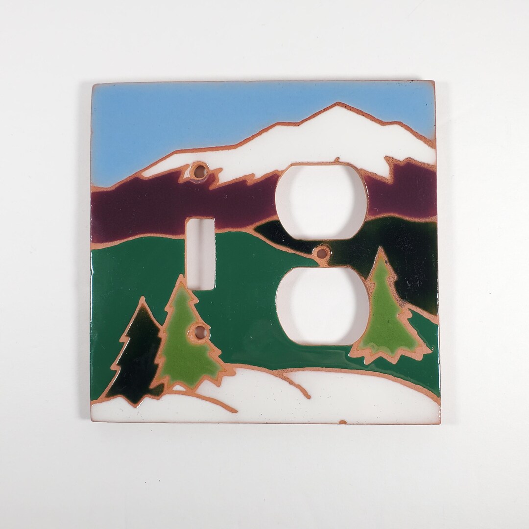 Vintage Mountain Landscape Light Switch Plate Ceramic Single Switch ...