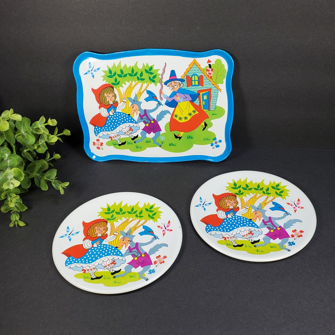 Vintage Little Red Riding Hood Tray and 2 Plates Children's Tea Set ...