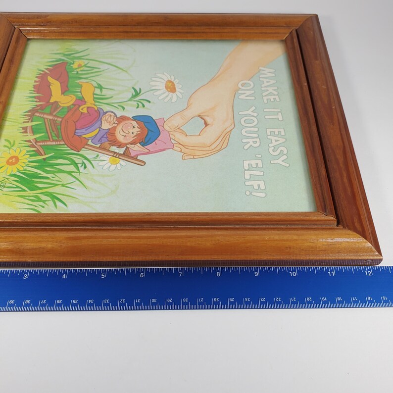 Vintage Elf Print Wood Framed Kitschy Art Print Make It Easy on ...