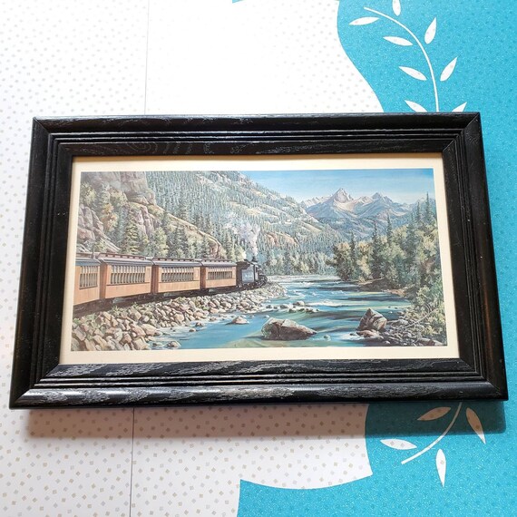 Vintage Train Lithograph Print Locomotive Rio Grande Black | Etsy