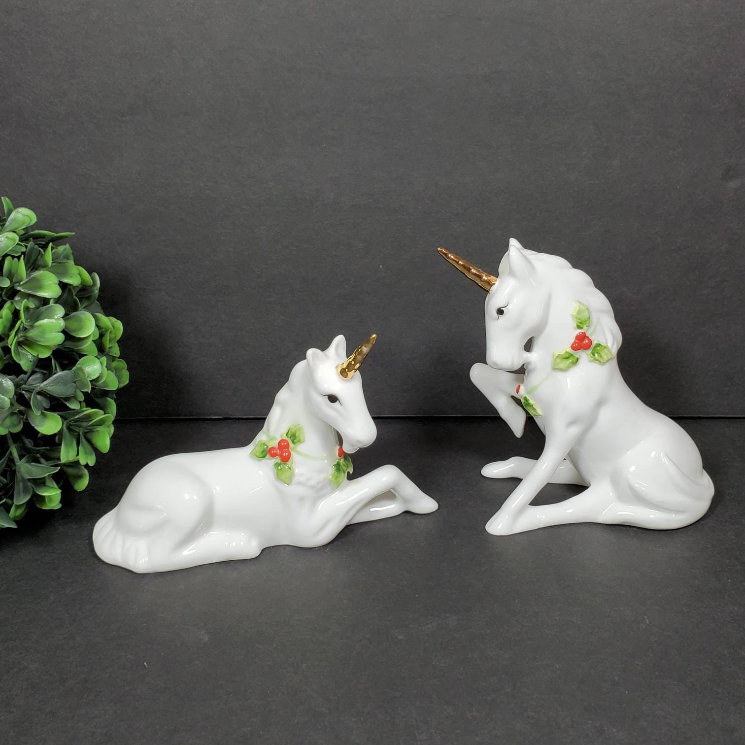 vintage White horse figure unicorn without horn vintage horse figurine ...