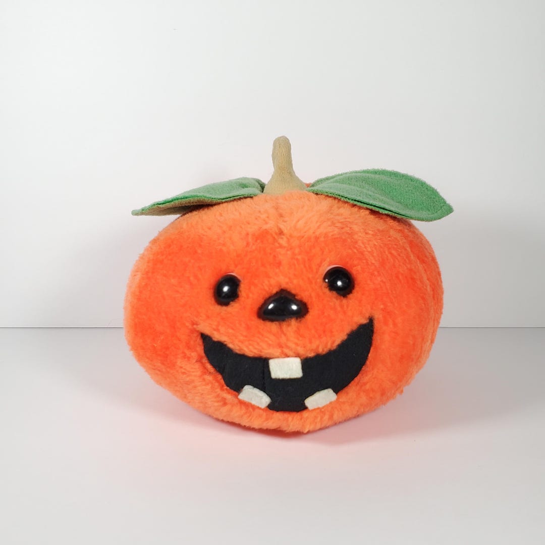 Vintage Halloween Plush Orange Pumpkin Jack O Lantern Plush Stuffed ...