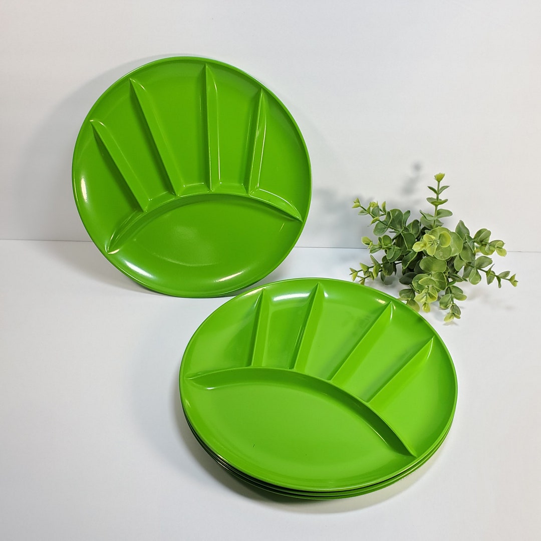 Vintage Green Divided Plates Set of 4 Gourmet International Japan ...