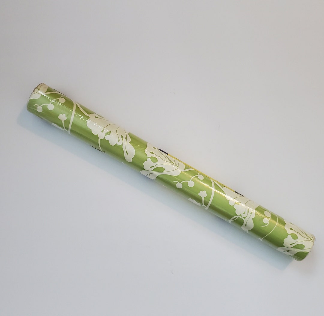 Vintage Shelf Liner Green White Floral Print Magic Cover Self Adhesive ...