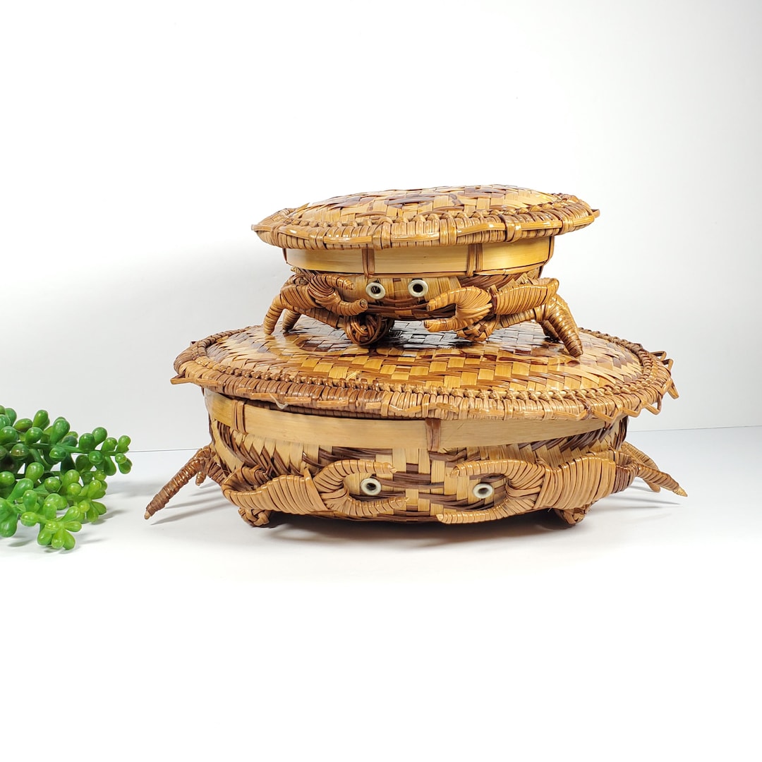 Vintage Crab Basket Set of 2 Nesting Crab Baskets Figural Basket Wood ...