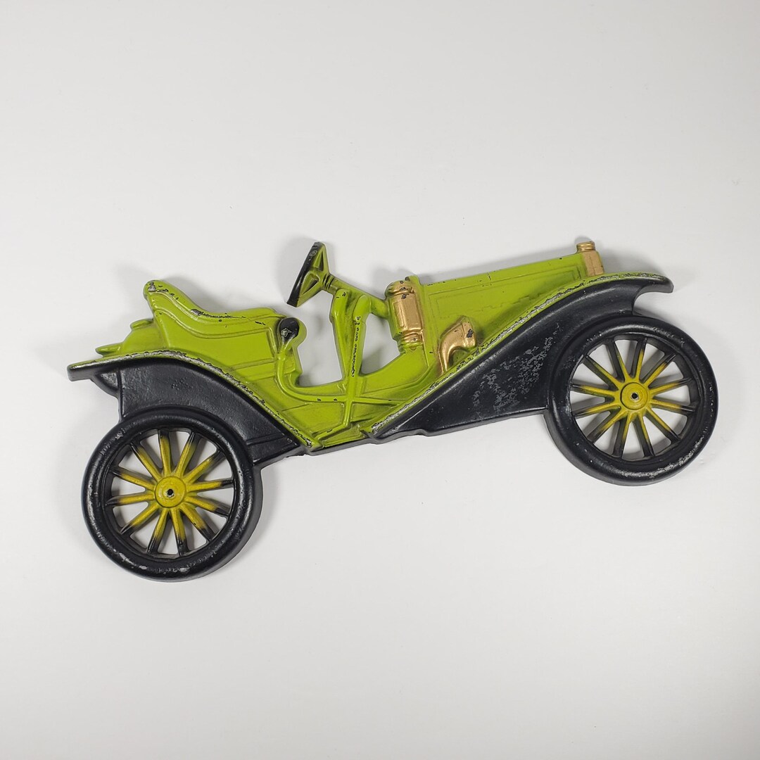 Vintage Car Wall Decor Cast Iron Metal Antique Car Green Black ...