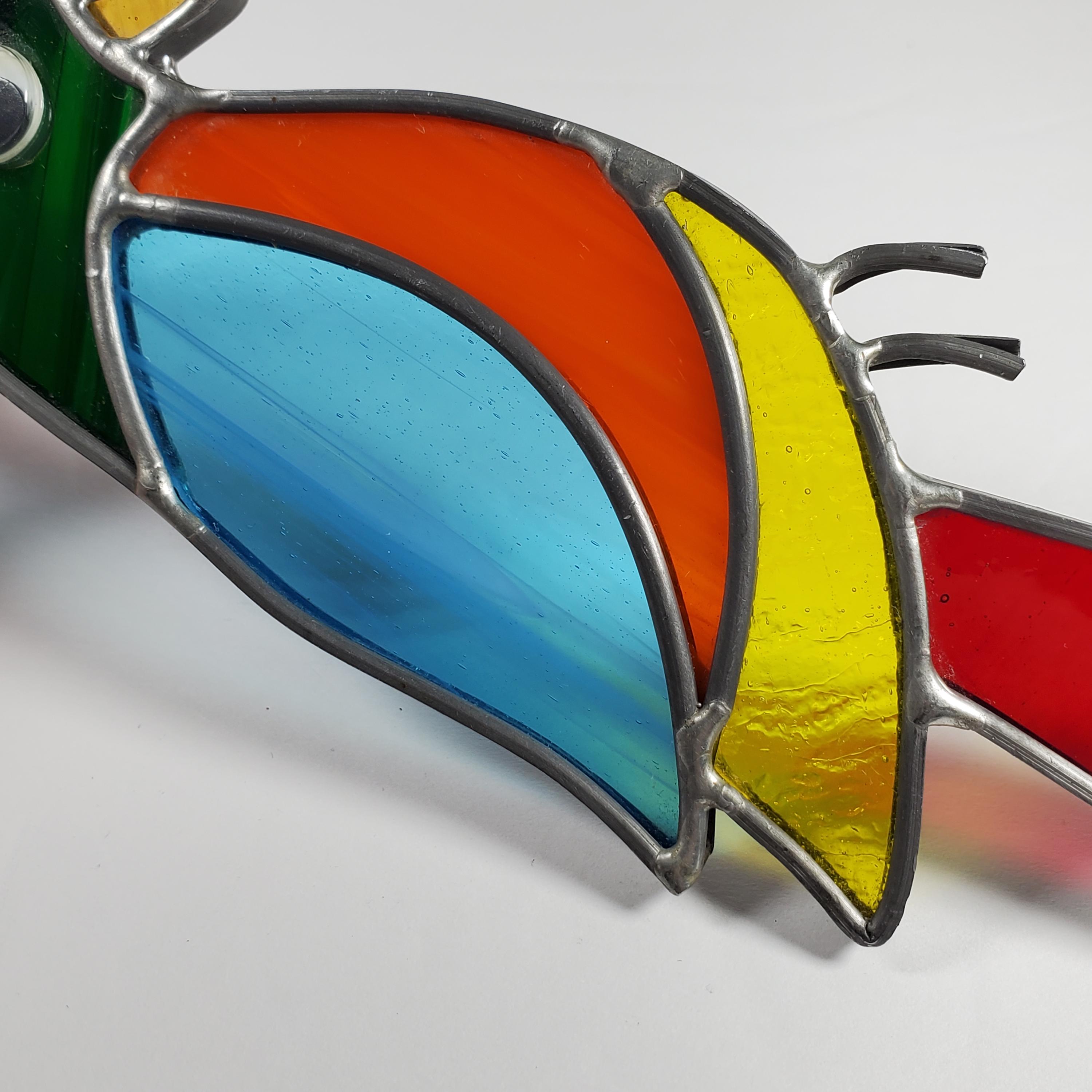 Vintage Parrot Suncatcher Stained Glass Bird Googly Eyed Bird Parrot ...