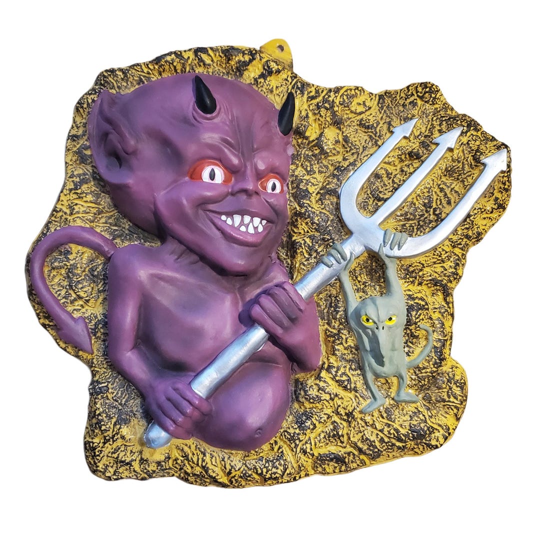 Vintage Halloween Devil Wall Hanging Plastic 3D Diecut Halloween Wall ...