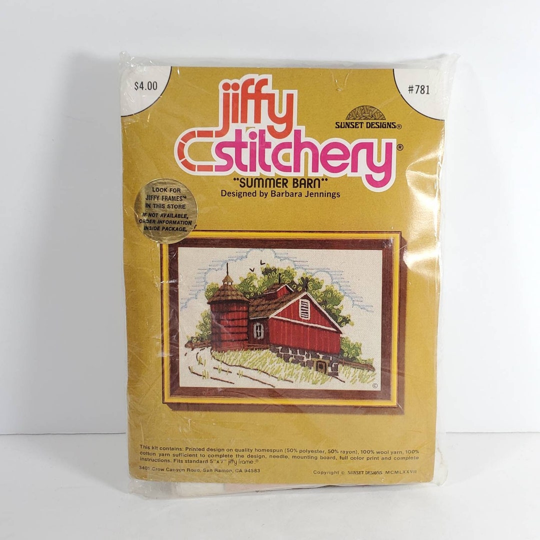 Vintage Crewel Kit Jiffy Stitchery Summer Barn by Barbara Jennings ...
