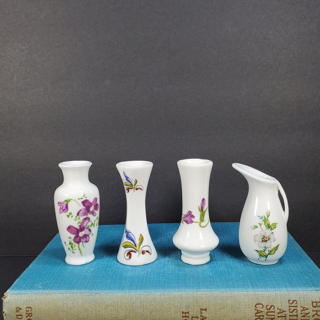 Vintage Miniature Vase Set of 4 Floral Porcelain Mini Vases Bud Vase - Etsy