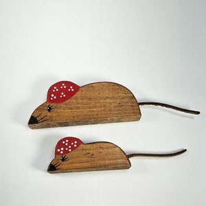 Vintage Mouse Figurine Set of 2 Hand Painted Wood Mice Figurines ...