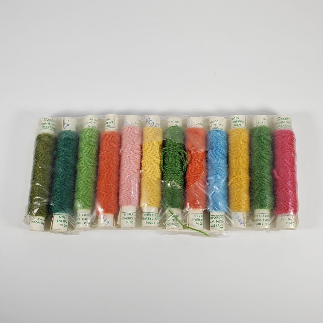 Vintage Crewel Embroidery Yarn Set of 12 Colors Dexters 100% Virgin ...