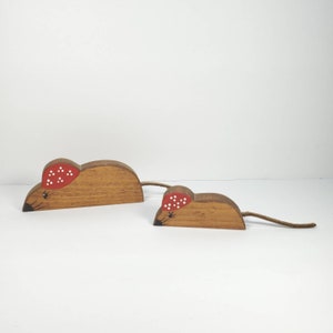 Vintage Mouse Figurine Set of 2 Hand Painted Wood Mice Figurines ...