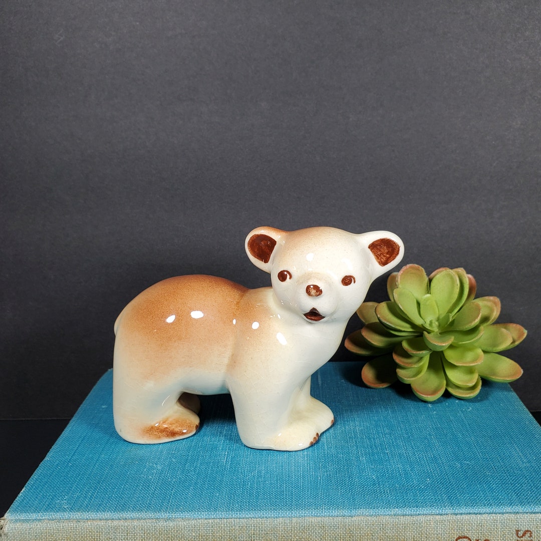 Vintage Bear Figurine Ceramic Pottery Brown White Bear Cub Polar Bear ...