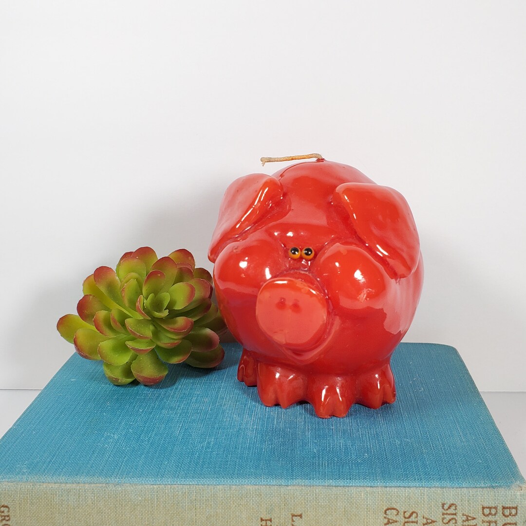 Vintage Pig Candle Red Wax Candle Pig Figurine Piggy Piglet Hog Candle ...