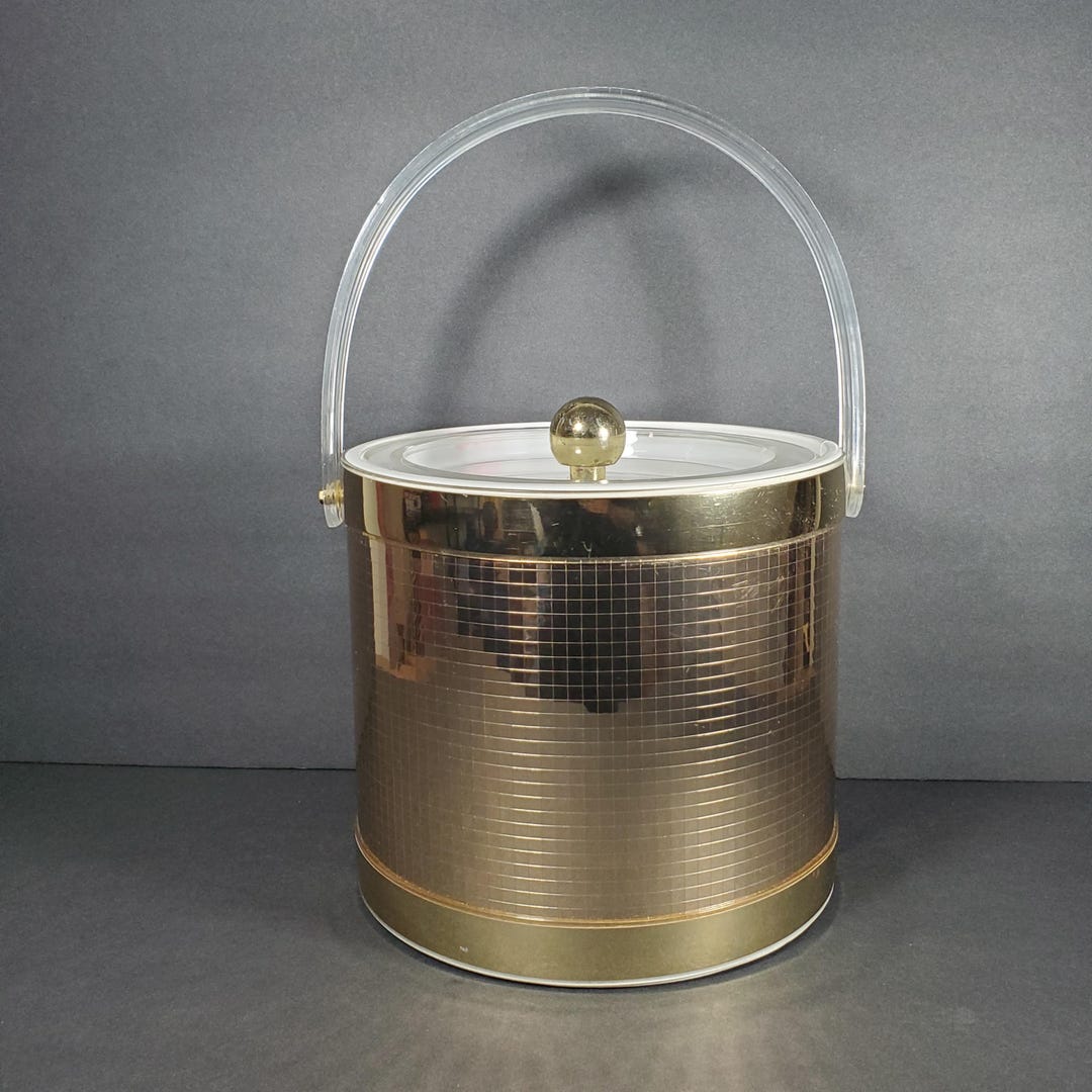 Vintage Gold Ice Bucket Mirrored Gold Plastic Ice Bucket Clear Plastic ...